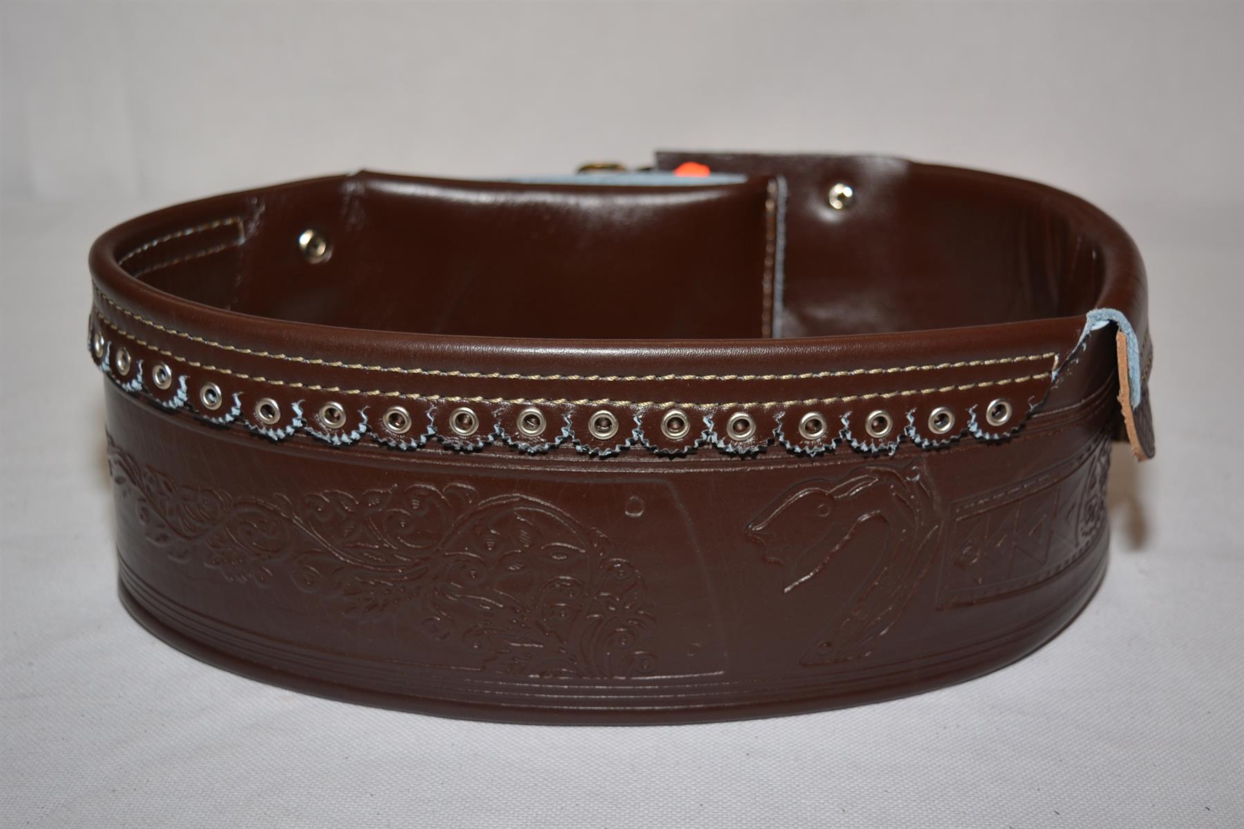 Chimir din piele maro pe 2 catarame cu lalea calitate Superioara