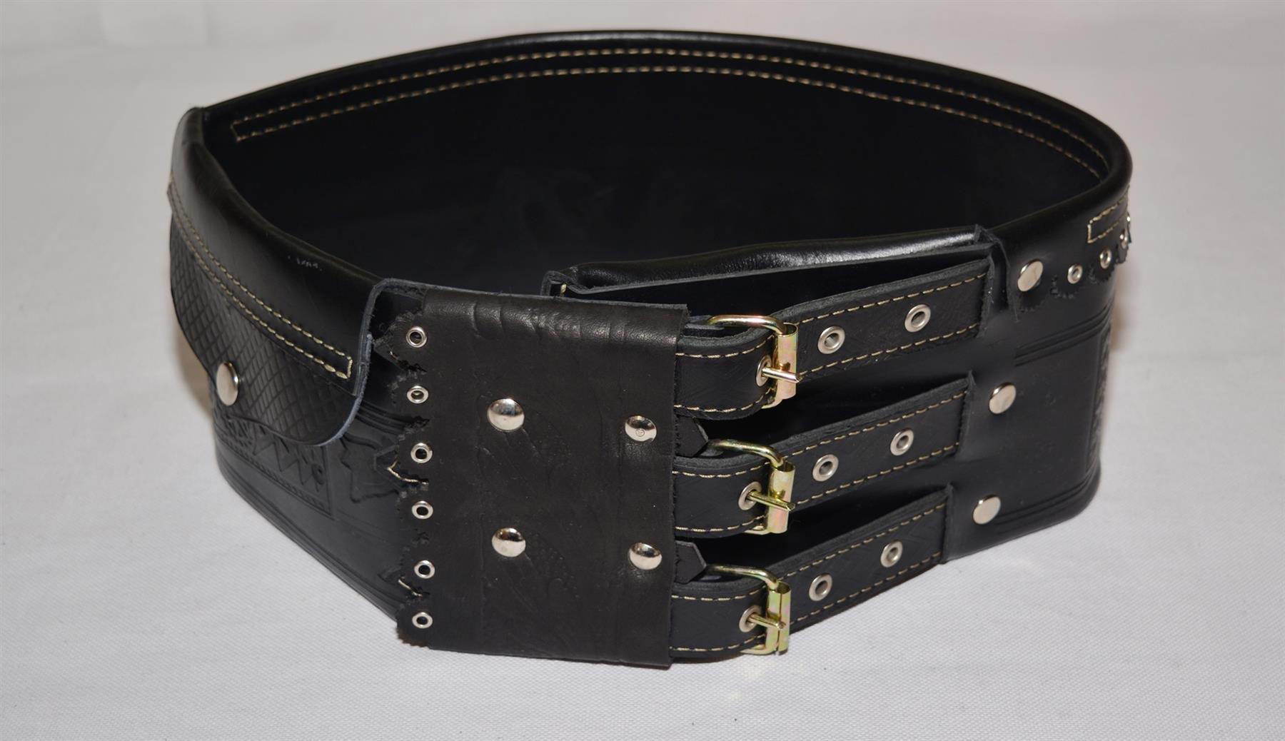 Chimir din piele neagra pe 3 catarame lalea calitate Superioara