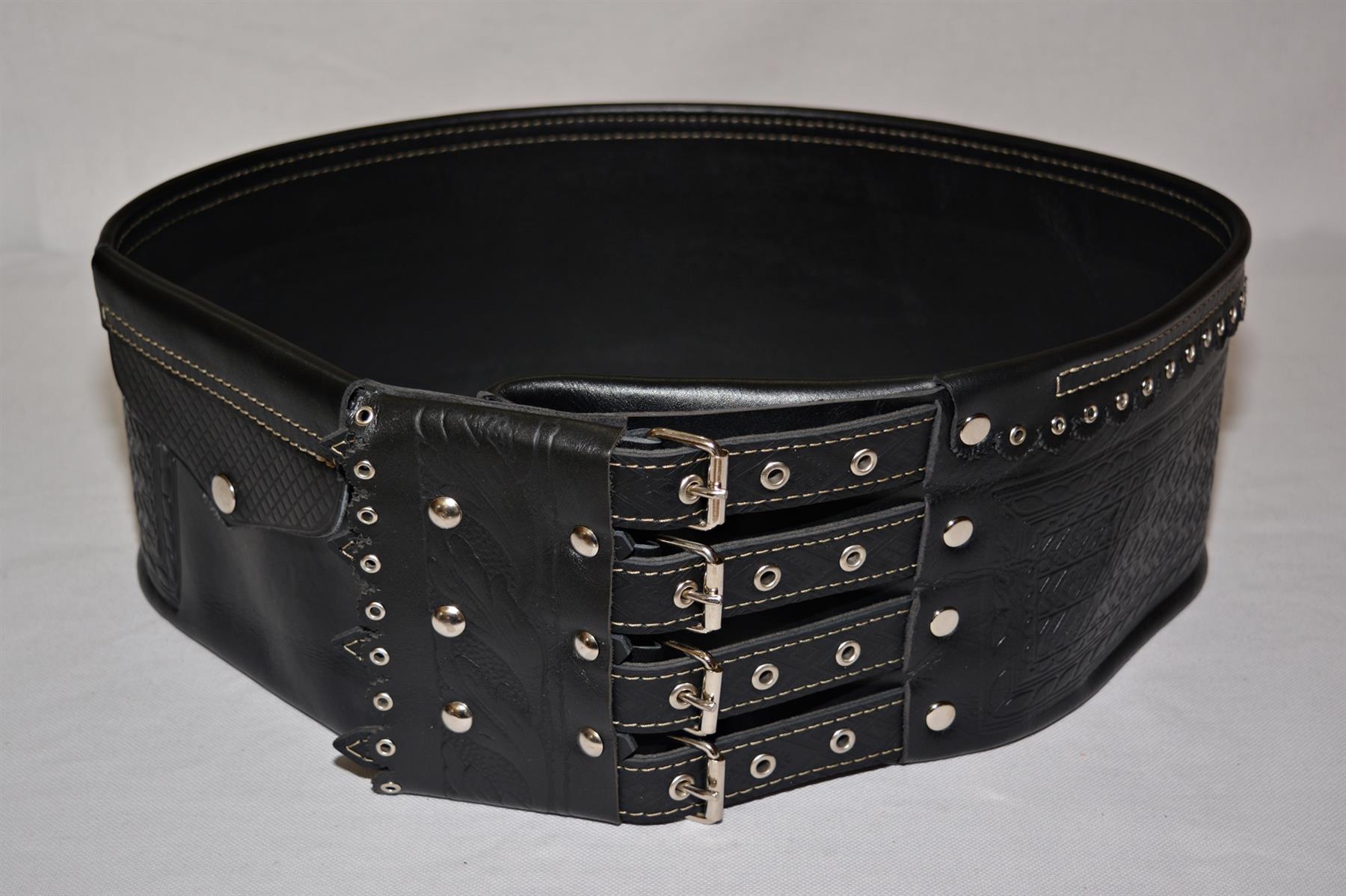 Chimir din piele neagra pe 4 catarame romburi calitate Superioara