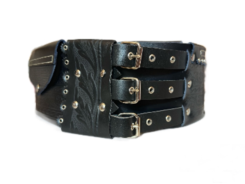 Chimir negru cu floricele pe 3 catarame calitate Superioara